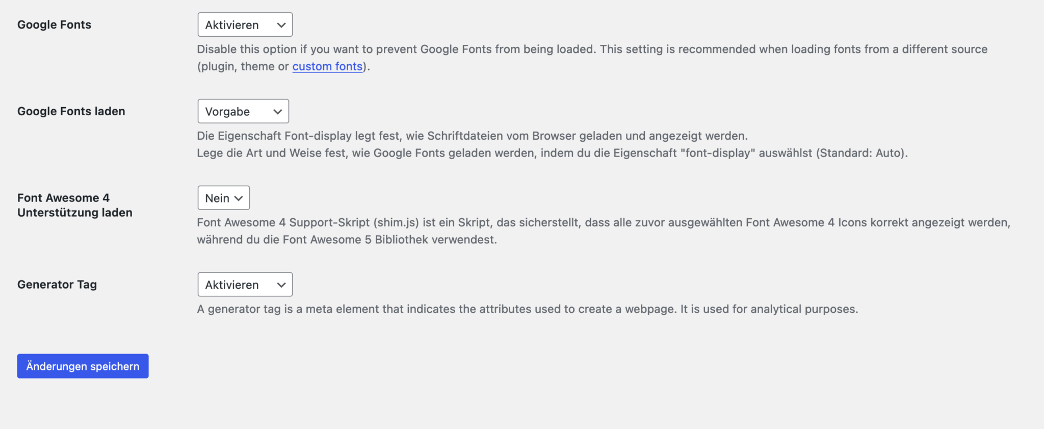 Elementor Font Awesome deaktivieren ️